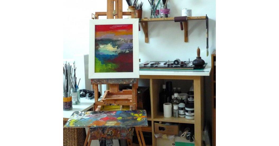Essence of Colour I (studio view) - Rebecca Coleman Art